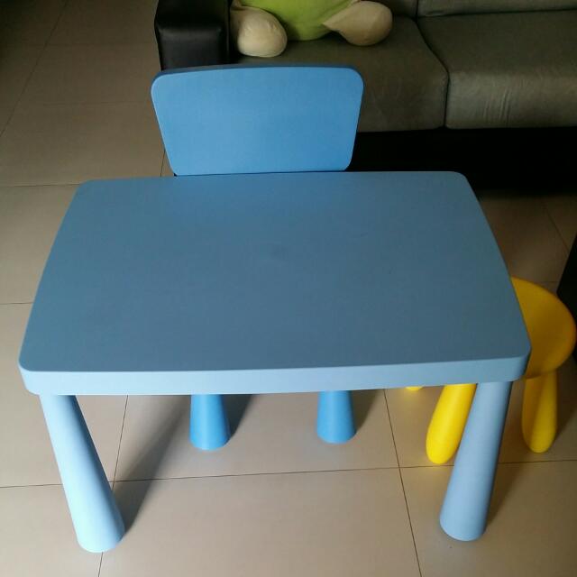Ikea Blue Table And Chair. , Babies & Kids, Baby Nursery & Kids ...