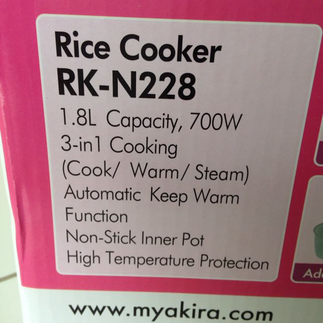 Akira Rice Cooker RK-N228, TV & Home Appliances, Kitchen Appliances, Cookers on Carousell