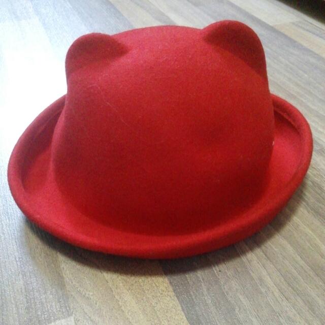 CAT BOWLER HAT, Women's Fashion, Watches & Accessories, Hats & Beanies ...
