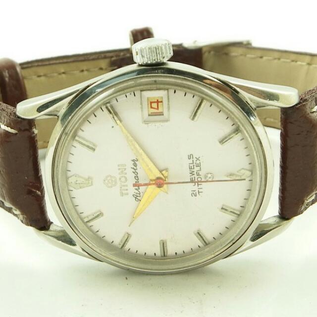 ANTIQUE TITONI AIRMASTER TITOFLEX 21 JEWELS WINDING SWISS WATCH ...