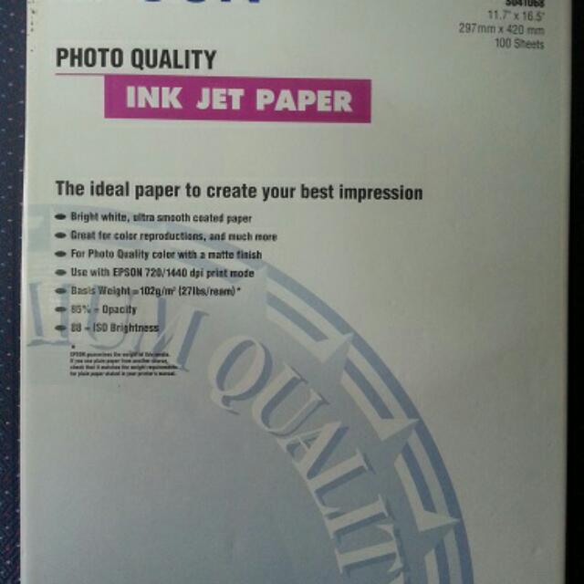Epson Photo Quality Ink Jet Paper, Computers & Tech, Parts ...