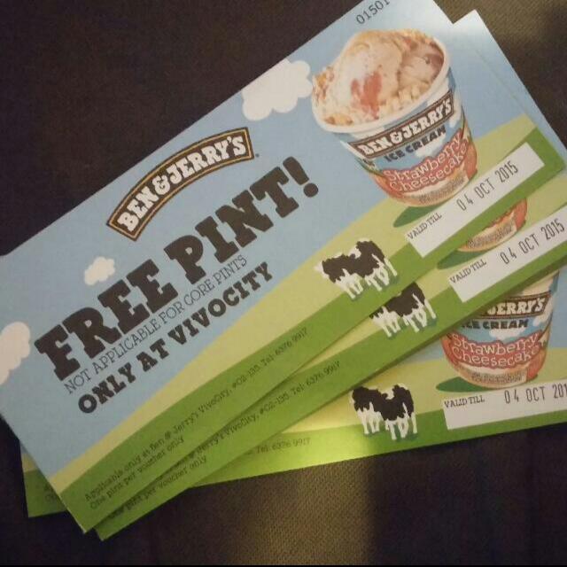 Ben & Jerry's Gift Vouchers, Tickets & Vouchers, Vouchers on Carousell