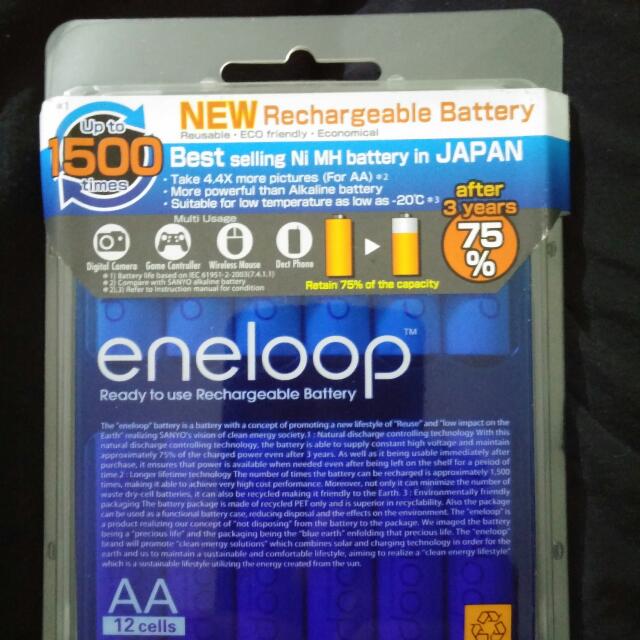Sanyo Eneloop 2000mAh 1500 times 12 pack AA 12HR-3UTG-SECP-2, Mobile ...