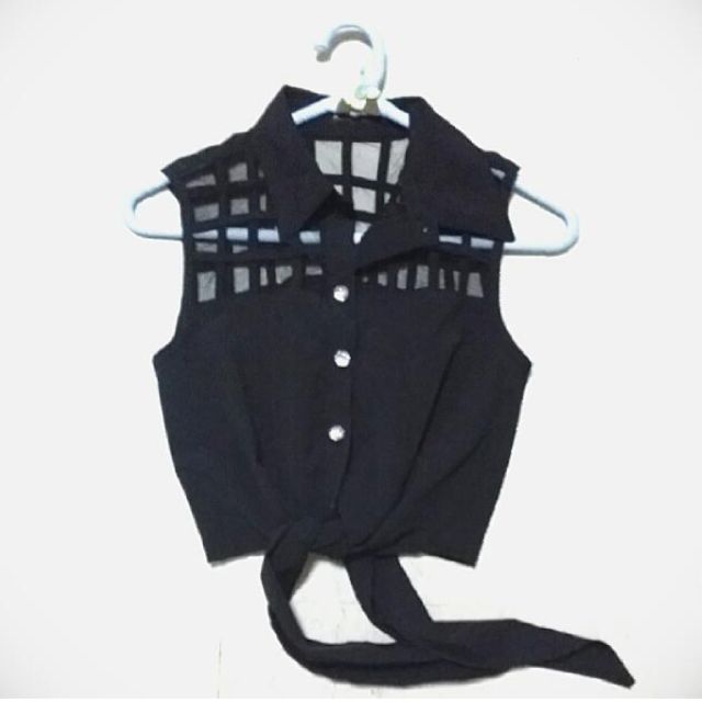 Mesh Caged Top, Women's Fashion, Tops, Sleeveless on Carousell