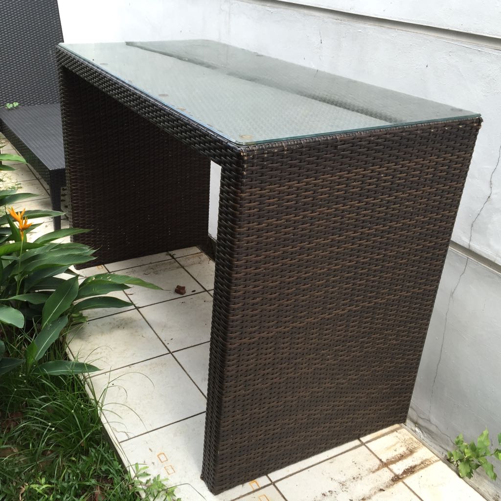 Outdoor/indoor Rattan High Top Table, Furniture & Home Living, Outdoor ...