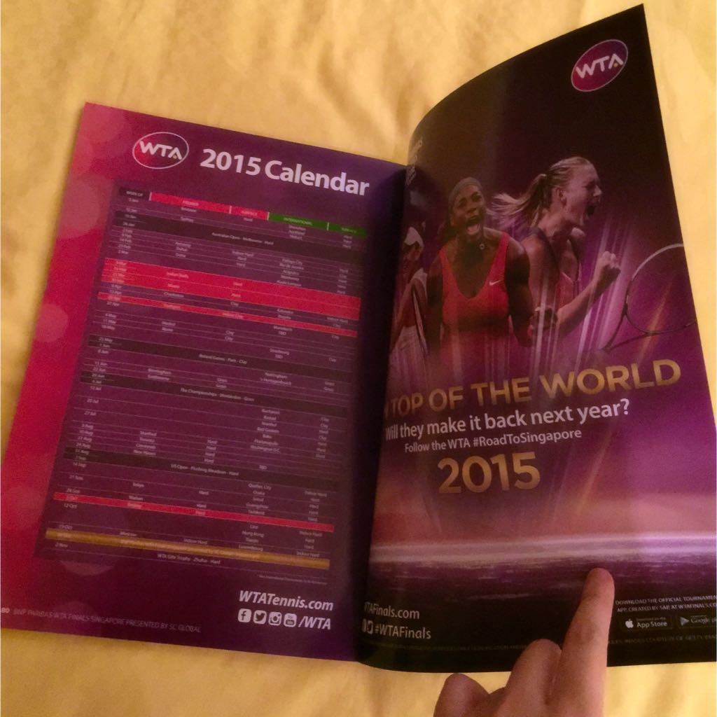 WTA Finals Singapore Program Book Tennis (collectors), Sports Equipment ...