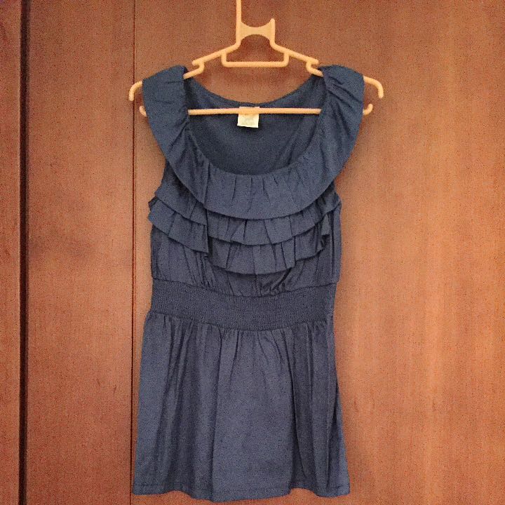 Navy Blue Work Top, Women's Fashion, Tops, Sleeveless on Carousell