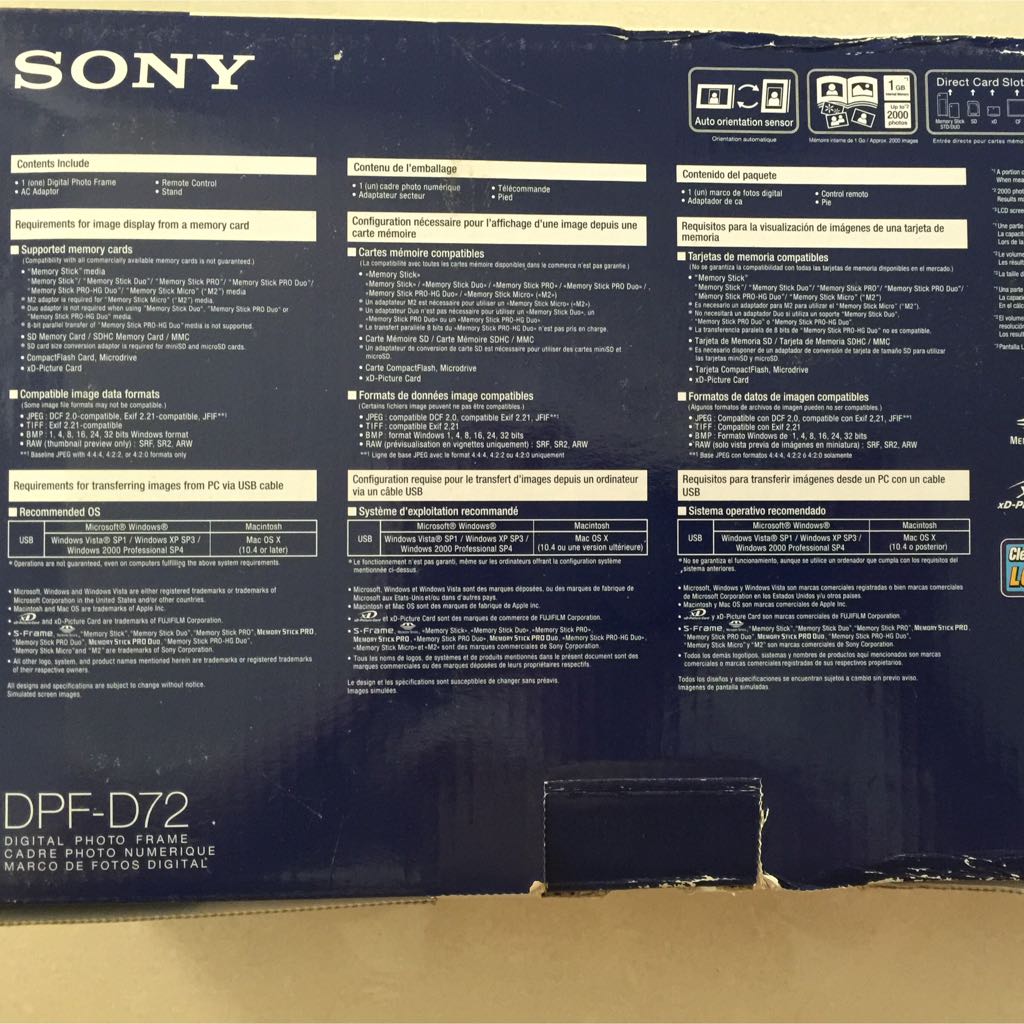 Sony S-frame (DPF-D72), Computers & Tech, Parts & Accessories ...