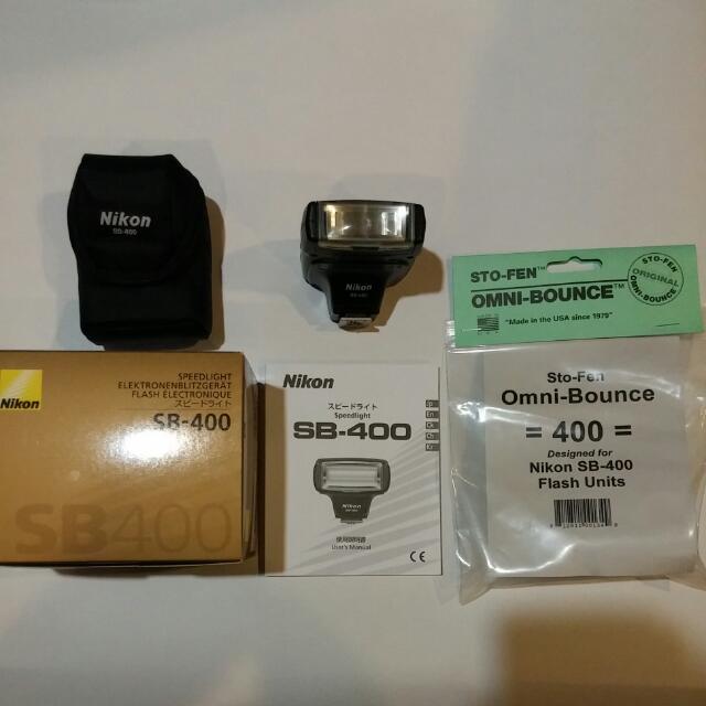 Nikon SB-400 Speedlight Flash With Sto-fen Omni-Bounce Diffuser ...