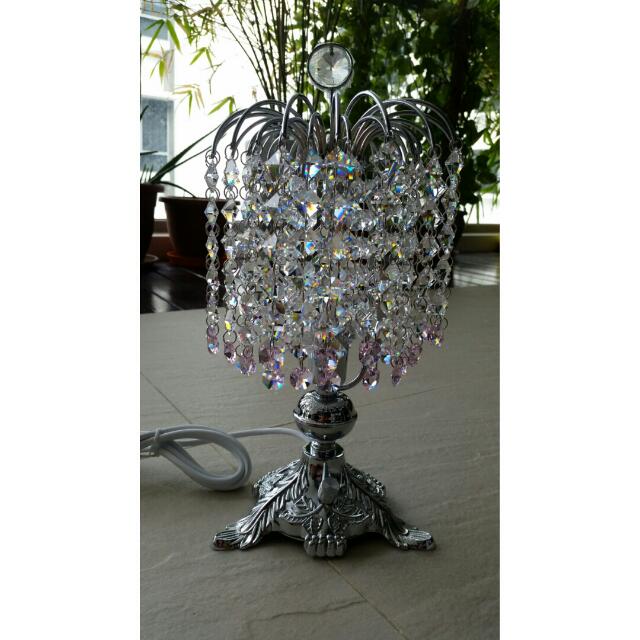 Swarovski Crystal Table Lamp (Pink), Furniture & Home Living, Lighting ...