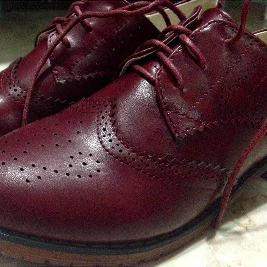 Oxford Brogue Wine Red Shoes, Women's Fashion, Footwear, Loafers on ...