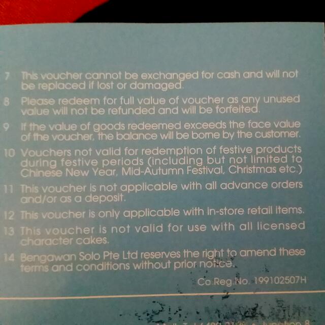 Bengawan Solo Cake Voucher, Tickets & Vouchers, Vouchers on Carousell