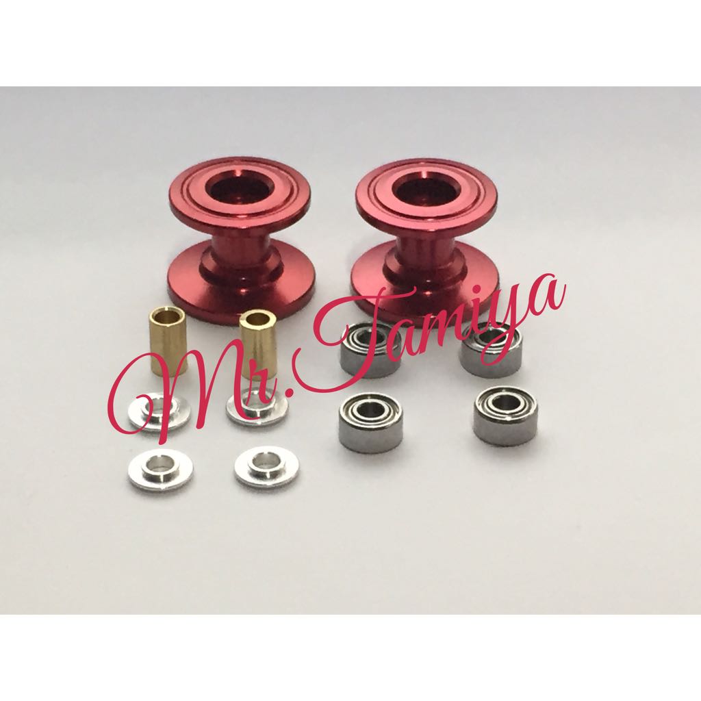 Lightweight Double Aluminum Rollers (13-12mm) Red For Tamiya Mini 4WD ...