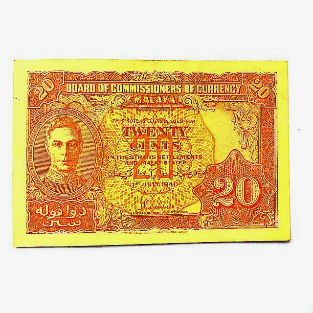 STRAITS SETTLEMENT NOTE KING GEORGE VI 20 CENTS. AU/UNC COND. , Hobbies ...