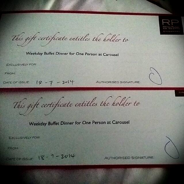 Weekday Dinner Buffet Voucher For 2 At Carousel, Tickets & Vouchers ...