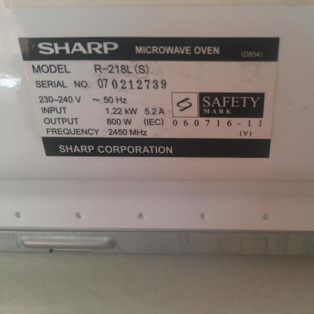 SHARP Microwave Oven R-218L, TV & Home Appliances, Kitchen Appliances ...