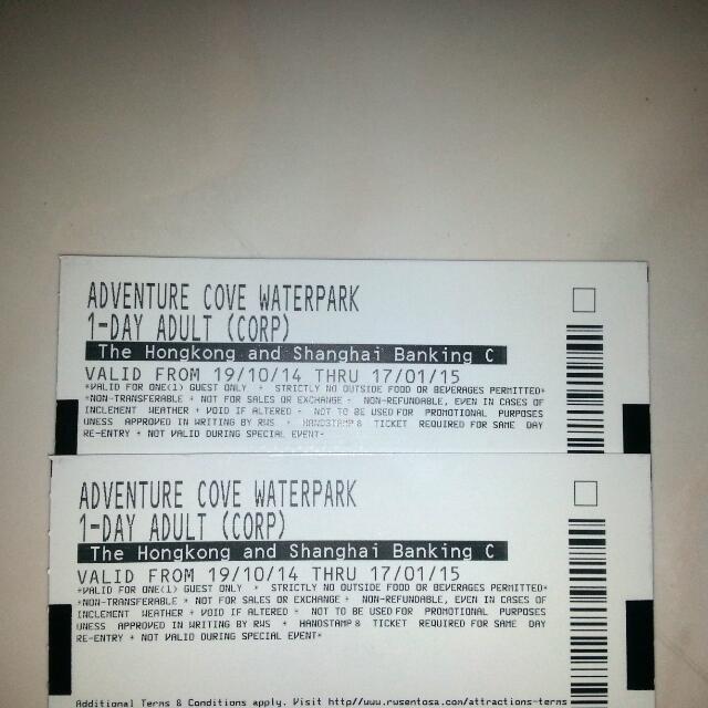 adventure cove waterpark $20, Tickets & Vouchers, Local Attractions ...