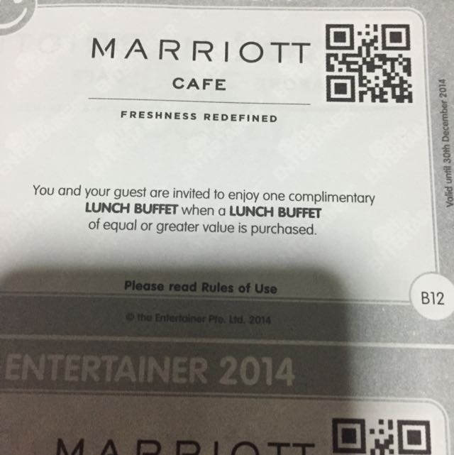 Marriott Cafe 1-for-1 Dining Voucher, Tickets & Vouchers, Vouchers on ...