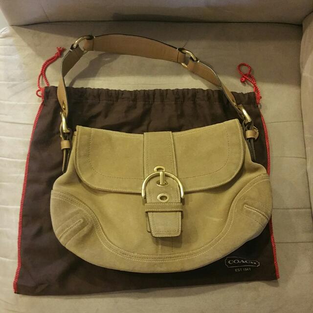 Coach Suede Handbag , Luxury, Bags & Wallets on Carousell