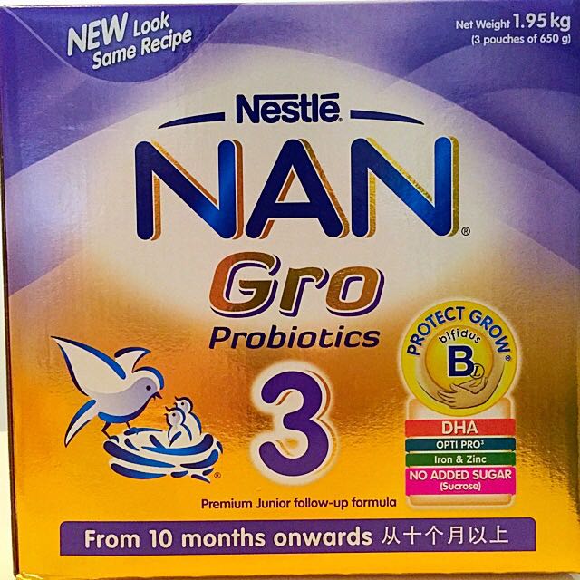 Nestle NAN probiotics 3 Milk Powder 3x 650g Pouches, Babies & Kids ...