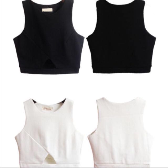 Triangle Cut Out Crop Top [ FREE MAILING ], Women's Fashion, Tops ...