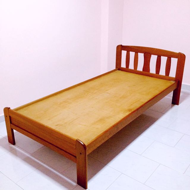 Single Bed Wooden Frame ONLY, Furniture & Home Living, Furniture, Bed ...