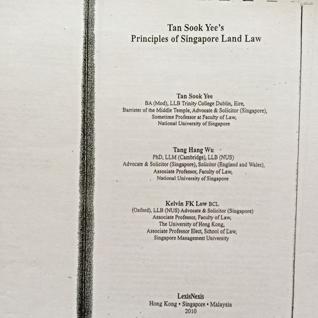 Tan Sook Yee's Principles of Singapore Land Law, Books & Stationery ...