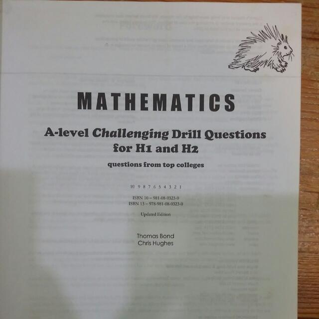 Mathematics A-level Challenging Drill Questions For H1 . H2 By Thomas ...