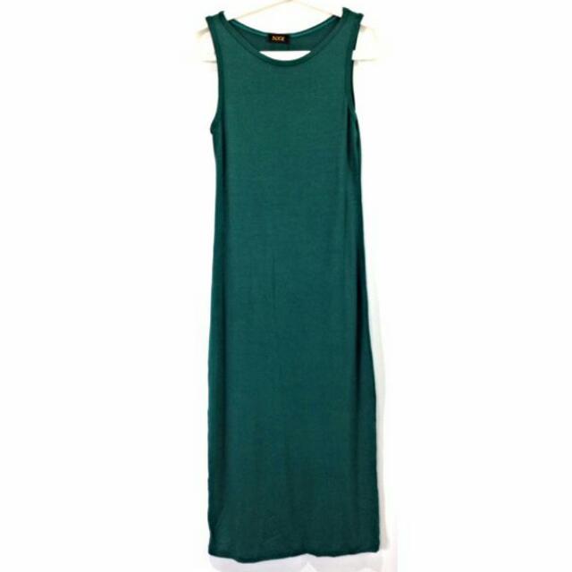 Green Basic Maxi Dress, Women's Fashion, Dresses & Sets, Dresses on ...