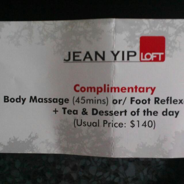 Jean Yip Loft Massage Voucher, Tickets & Vouchers, Vouchers on Carousell
