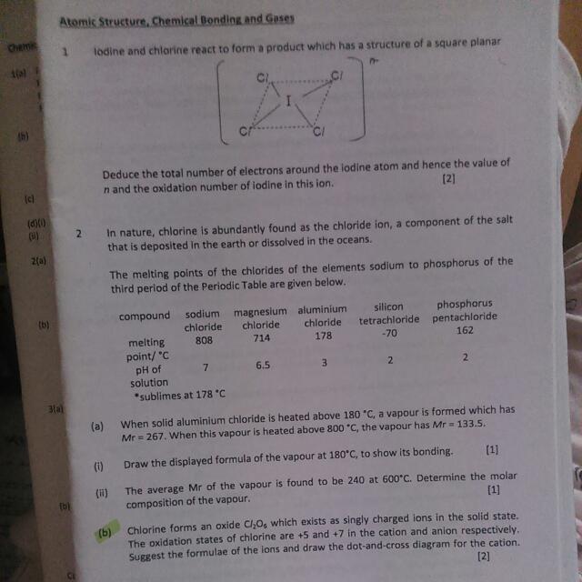 atomic Structure, Chemical Bonding And Gases Questions. Jc A Level H2 ...