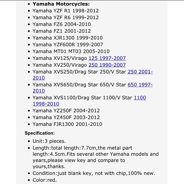 Original Yamaha Blank Key, Cars on Carousell