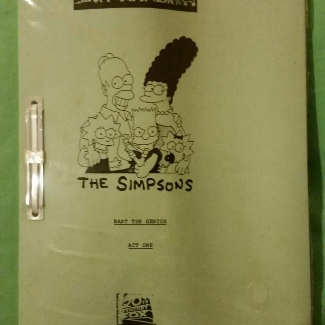Bart Simpsons Script for 'Bart The Genius', Hobbies & Toys, Memorabilia ...