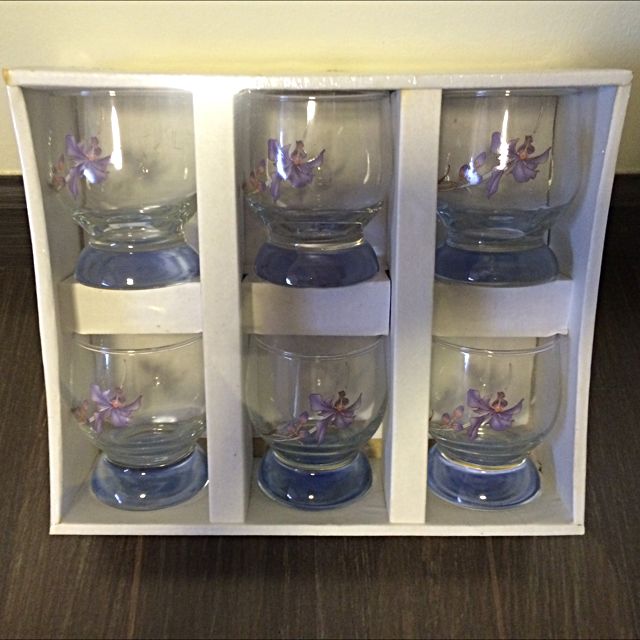 Set Of 6 Beautiful Glass Cups, Furniture & Home Living, Home Decor ...