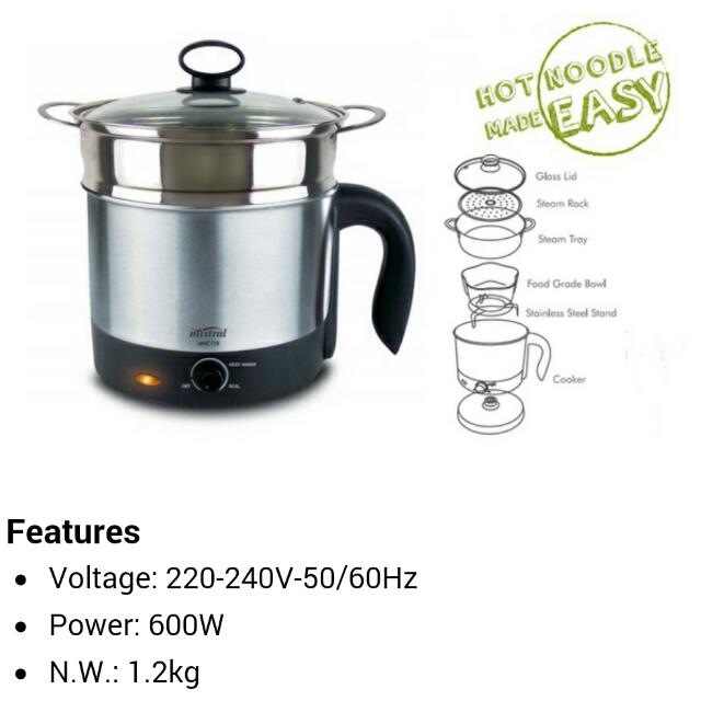 BNIB Mistral Electric Multi Cooker MNC 128 1.2L Pot, TV & Home ...