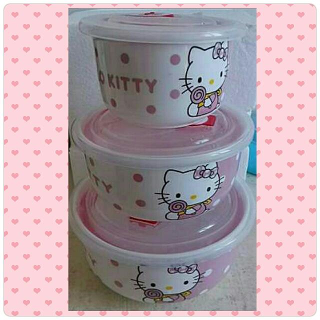 Hello Kitty 3-Tier Ceramic Food Containers with Lid, Women's Fashion ...