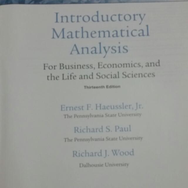 Introductory Mathematical Analysis Textbook Hobbies And Toys Books And Magazines Textbooks On