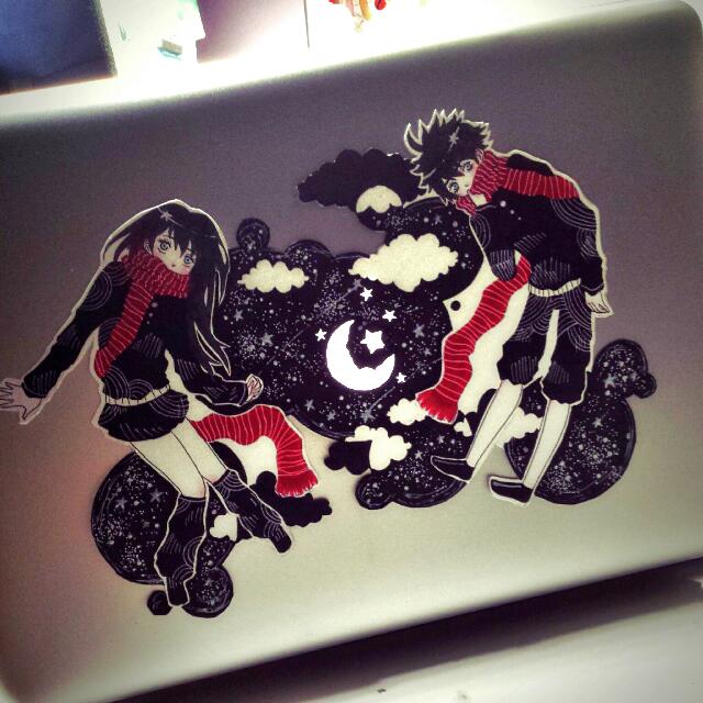 Custom Hand Drawn Laptop Decal, Hobbies & Toys, Stationery & Craft, Art ...