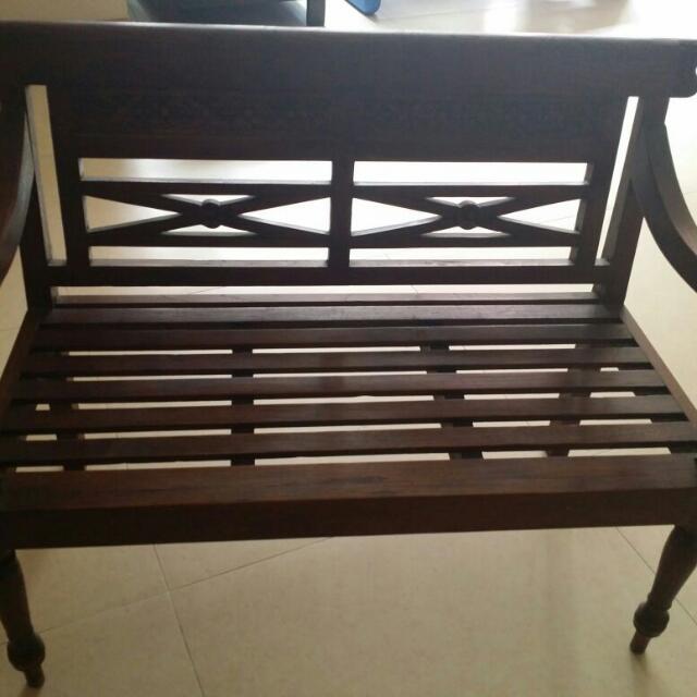 Teak Wood Mini Bench, Furniture & Home Living, Furniture, Chairs on ...