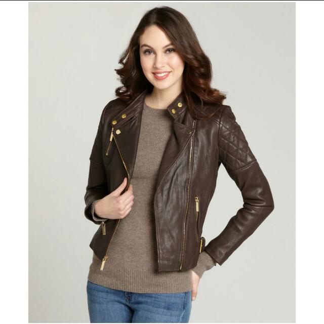 Coffee Brown Leather Jacket, Women's Fashion, Coats, Jackets and ...