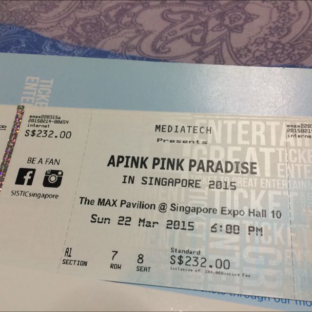 Apink Pink Paradise In Sg Concert Ticket, Tickets & Vouchers, Event ...