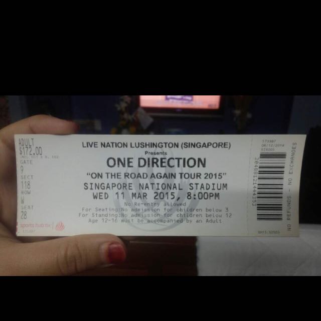 One Direction Ticket, Tickets & Vouchers, Event Tickets on Carousell