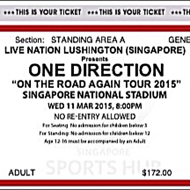 One Direction On The Road Again Tour Concert Ticket, Tickets & Vouchers ...