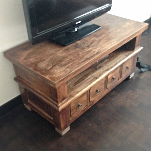 Solid Teak Wood Tv Stand, Furniture & Home Living, Furniture, TV ...