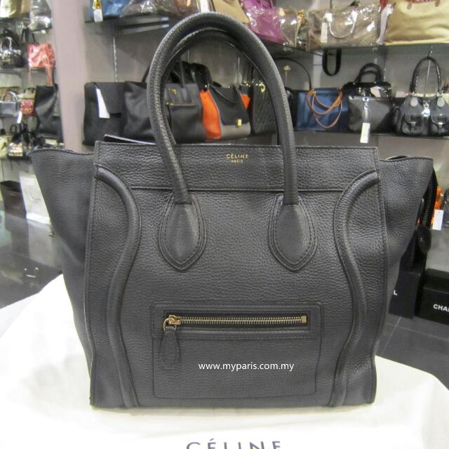 Celine Dark Grey Grainy Leather Mini Luggage Bag, Luxury, Bags ...