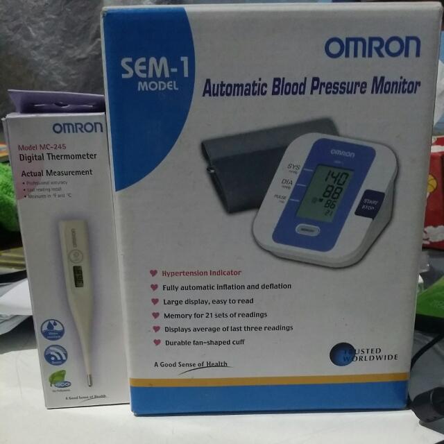 Omron SEM-1 Automatic Blood Pressure Monitor, Health & Nutrition ...