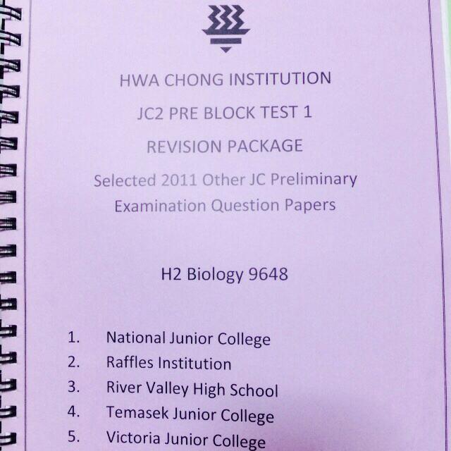 JC Biology Block Test Revision Package NJC RI RVHS TJC VJC, Hobbies ...