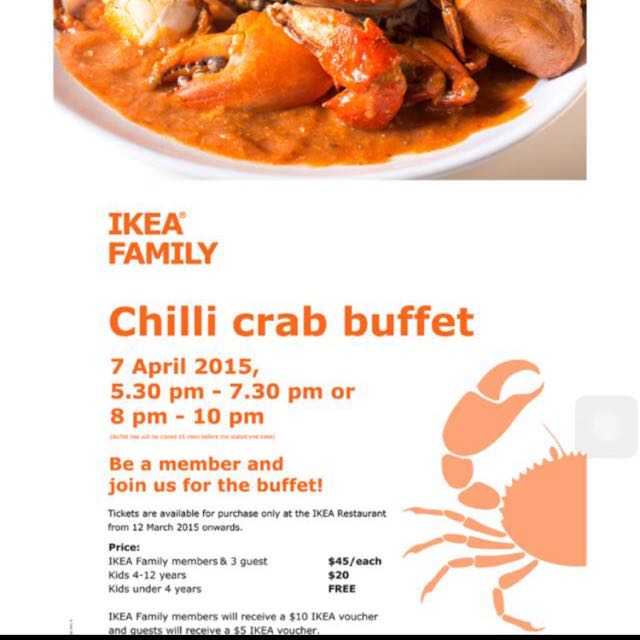 IKEA Chilli Crab Buffet At Alexandra On 6th April For Two-pax, Tickets ...