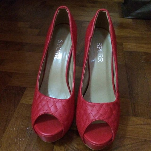 Red Quilted High Heels, Women's Fashion, Footwear, Heels on Carousell