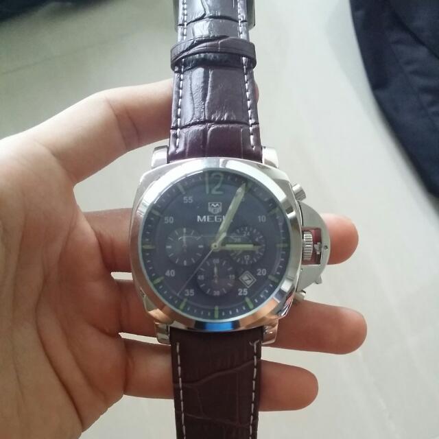 Megia Luxury Watch. Genuine Brown Leather Strap. Brand New., Mobile ...